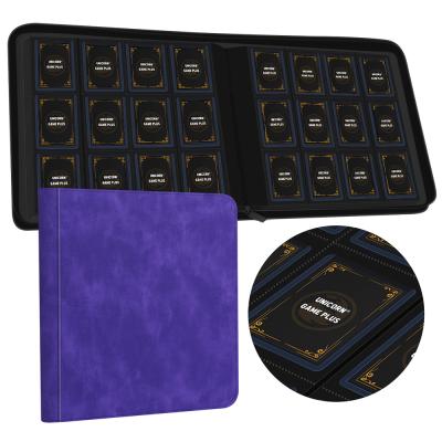 China 12-Pocket PU Leather Cover Toploader Binder with 384 Cards Capacity and Embossing Printing for sale