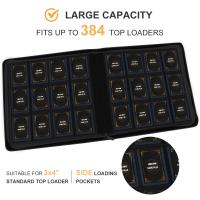 China 12-Pocket PU Leather Cover Toploader Binder with 384 Cards Capacity and Embossing Printing for sale