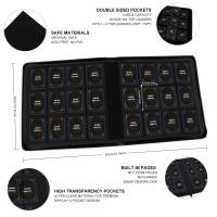 China 12-Pocket PU Leather Cover Toploader Binder with 384 Cards Capacity and Embossing Printing for sale