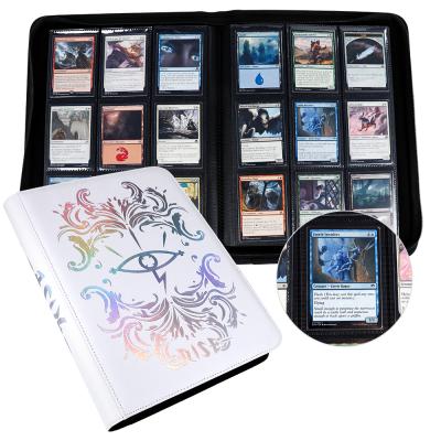 China Custom 9 Pockets Type Holographic Rainbow Effects PU Leather Cover Trading Card Binder for Secure Storage for sale