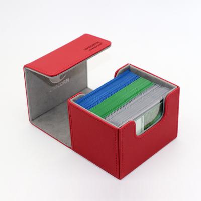 China 100+ Capacity Folding PU Leather Deck Box for Trading Card Collection for sale
