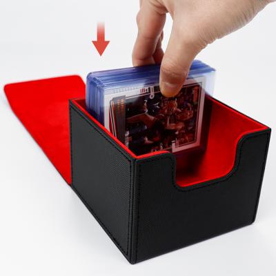 China 50+ Capacity PU Leather Folding Toploader Deck Box for Card Collections for sale