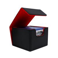 China 50+ Capacity PU Leather Folding Toploader Deck Box for Card Collections for sale