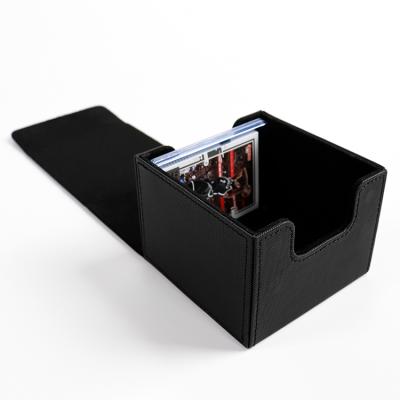 China Custom Black Toploader Deck Box 50+ with PU Leather and Velvet Material for Card Collections for sale