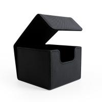 China Custom Black Toploader Deck Box 50+ with PU Leather and Velvet Material for Card Collections for sale