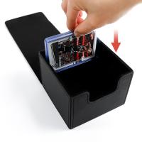 China Custom Black Toploader Deck Box 50+ with PU Leather and Velvet Material for Card Collections for sale