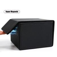 China Custom Black Toploader Deck Box 50+ with PU Leather and Velvet Material for Card Collections for sale