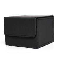 China Custom Black Toploader Deck Box 50+ with PU Leather and Velvet Material for Card Collections for sale
