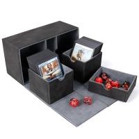 China Premium PU Leather Deck Box with 200+ Capacity and Foldable Design for Card Game Organizer for sale