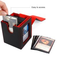 China 2024 Commander PU Leather Deck Box with Magnetic Holder and Window for 100+ Double Sleeved TCG Cards for sale