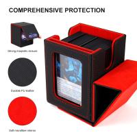 China 2024 Commander PU Leather Deck Box with Magnetic Holder and Window for 100+ Double Sleeved TCG Cards for sale