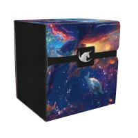 China Custom Embossed UV Printed PU Leather Foldable Deck Box with Magnetic Holder for 100+ Sleeved Game Cards for sale