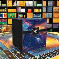 China Custom Embossed UV Printed PU Leather Foldable Deck Box with Magnetic Holder for 100+ Sleeved Game Cards for sale
