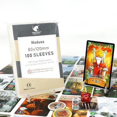 China 50MICRO Thickness Waterproof Dustproof Board Game Sleeves 80x120mm Size Clear Large Card Sleeves for sale