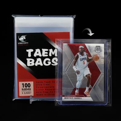 China 2mil Thickness Clear PP Material Re-Sealable Team Set Bags 100 Count Pack for Card Protection for sale