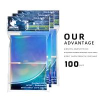China 66X91MM Rainbow Effects Hologram Card Sleeves with Acid and PVC-Free Matte Back for TCG for sale