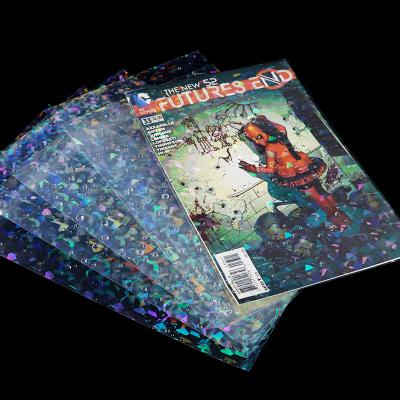 China Premium 50pcs Diamond Hologram Comic Book Bags Moisture Proof Square Bottom Bags 6 7/8