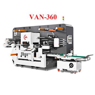China 30KW VAN-360 Auto Flat Bed Die Cutting Machine with Slitting - 360mm Width, 120M/MIN Speed for sale
