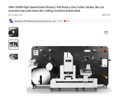 China VAN-360R Auto Sticker Label Die Cutting Machine 360mm Width 120M/MIN Speed Rotary Die Cutter for sale