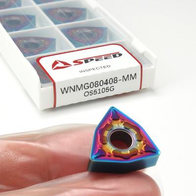 China Speed CVD PVD Nano Blue Coated Carbide Turning Insert with Sharp WNMG080404/08/12 Corner Radius for sale