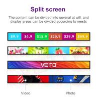 China Customized 27inch Stretched Bar LCD Digital Signage FHD Animation Text Elevator Airport Subway Shopping Mall Retail Store for sale