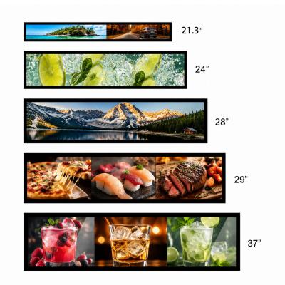 China 21 24 28 Inch Custom Stretched Bar LCD Display Ultra Wide Screen Advertising Player Digital Signage and Displays for sale