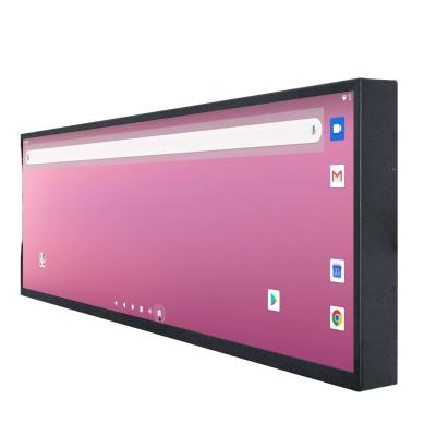 China MJK Stretch Monitor 28.6 Inch LCD Display Digital Signage Shelf Talker Supermarket Advertising Screen SDK Elevator Subway for sale