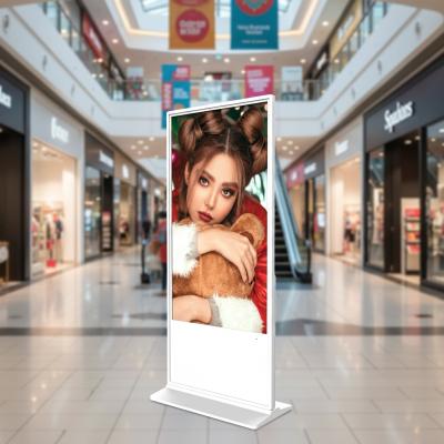 China 65 Inch Full Screen Capacitive Touch Floor-Standing Digital Poster Kiosk Anti-Glare Display Built-In CMS Shopping Mall Elevators for sale