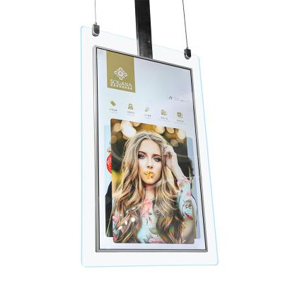 China Dual-Sided 55 Inch Transparent LCD Display Roof-Hanging Digital Signage Media Player for sale