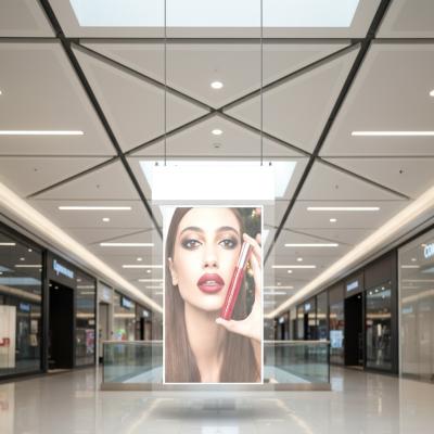 China MJK Dual-Side 49'' 55'' Hanging LCD Display Screen for Ceiling Digital Signage Shopping Mall Airport Welcome Displays for sale