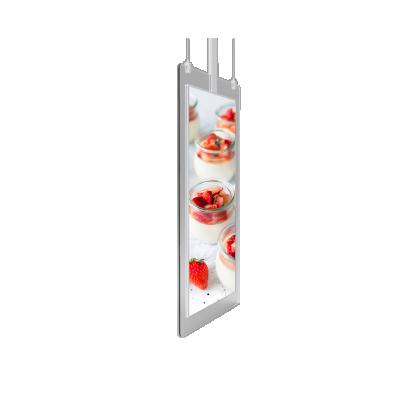 China 55 Inch Ultra-Thin Double-Sided Transparent Digital Poster 4K Roof-Hanging Android/Windows OS Compatible Elevator Wayfinding for sale
