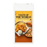 China 43 55 Inch Double Sided Hanging Digital Signage Ultra Thin Retail Store Window Advertising Display Ceiling Mount Monitor for sale