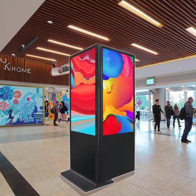 China MJK Shopping Mall Vertical Freestanding LCD Advertising Screen Double Sided Digital Signage with Wheels for sale