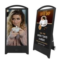 China MJK 43 Inch Full Color Outdoor Movable Digital Signage IP65 Waterproof Battery Powered Foldable Advertising Player Elevator for sale
