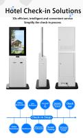 China 32 Inch Hotel Self Service Check in Kiosk with Room Card Dispenser Passport Scanner Touch Screen Check-Out Terminal OEM for sale