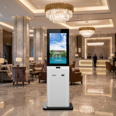 China 32 Inch Hotel Self Check-In Out Machine Android RK3288 Binocular Camera Receipt Printer Room Card Issuance Kiosk OEM for sale