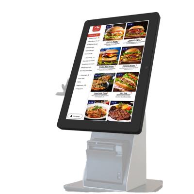 China MJK 21.5 Inch Indoor OEM Desktop Payment Kiosk Restaurant Machine White Tabletop Self Service POS Order Terminal Printer for sale