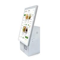 China MJK 21.5 Inch Indoor OEM Desktop Payment Kiosk Restaurant Machine White Tabletop Self Service POS Order Terminal Printer for sale