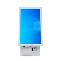 China MJK 21.5 Inch Indoor OEM Desktop Payment Kiosk Restaurant Machine White Tabletop Self Service POS Order Terminal Printer for sale
