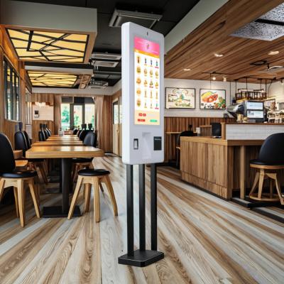 China 21.5 Inch Self-Service Kiosk with QR Code Scanner Camera Printer and Touch Screen for McDonalds Payment Kiosk for sale