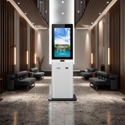 China 32 Inch Hotel Self Service Check in Kiosk with Room Card Dispenser Passport Scanner Touch Screen Check-Out Terminal OEM for sale