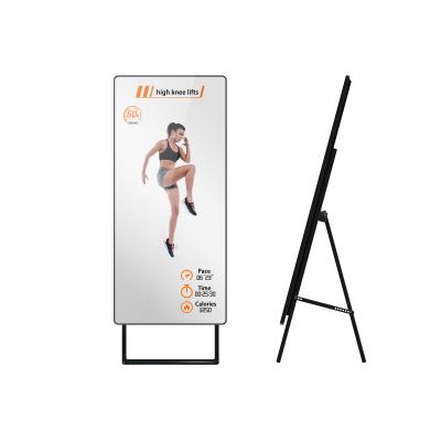 China 43 Inch RK3568 Smart Fitness Mirror Dual Band WiFi Bluetooth 15W Speaker Interactive LCD Advertising Display Board Factory for sale