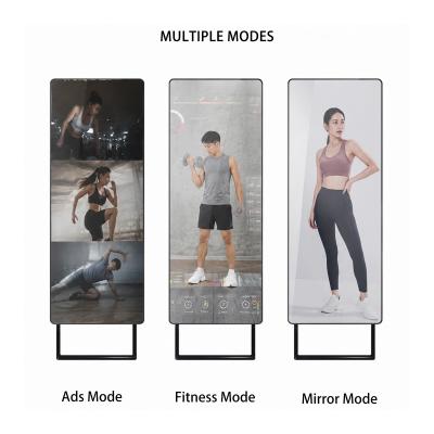 China 43 Inch Android 11 Workout Mirror AI Microwave Motion Sensor Smart Fitness Mirror No Subscription Fee Gym Kiosk Factory for sale
