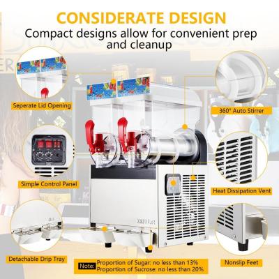 China Commercial 304SS 15L*2 Tanks Frozen Drink Maker Margarita Slush Machine For Bar Shop for sale