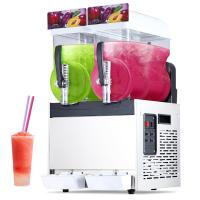 China Commercial 15L Double Tank Stainless Steel 304 Slush Machine with 600W Cold Power for Frozen Drinks for sale