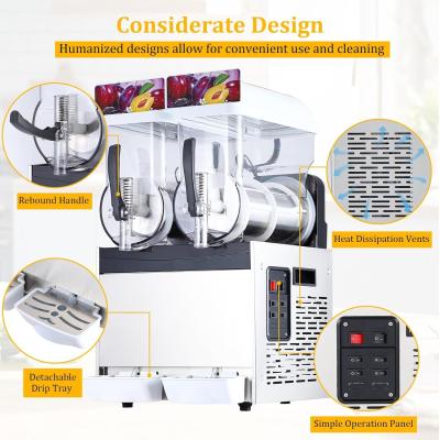 China 15 Liter Stainless Steel 304 Slush Machine with Fast Cooling for Commercial Frozen Drink Making for sale