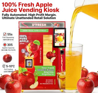 China Automatic Apple Juice Vending Machine with 55s Fast Serving 450kg Heavy Duty and 300-360 Apple Storage Commercial Juicer Kiosk for sale