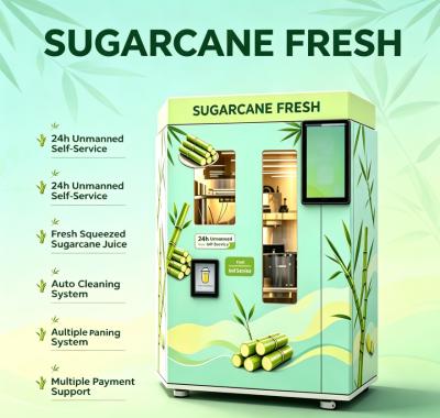 China Automatic Sugarcane Juice Vending Machine with 21.5 inch LCD, 2000Watts Power and Self-Cleaning System for sale