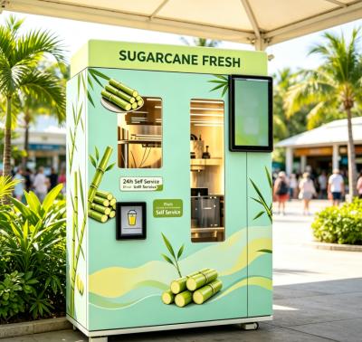 China Heavy-Duty Commercial Sugarcane Juice Vending Machine with 21.5 inch LCD, 2000Watts Power and Self-Cleaning System for sale