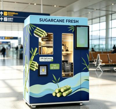 China 21.5 Inch LCD 2000Watts Power Automatic Sugarcane Juice Vending Machine with Self-Cleaning System for sale